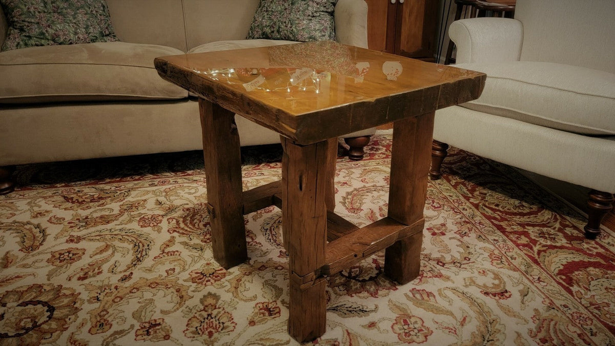 Reclaimed Beam Side Table – Liberating Wood